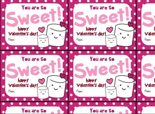 Marshmallow (Hot Chocolate) Valentine's Day Gift Tag- You are so sweet!