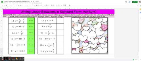 Writing Linear Equations in Standard Form Digital Activity | TPT