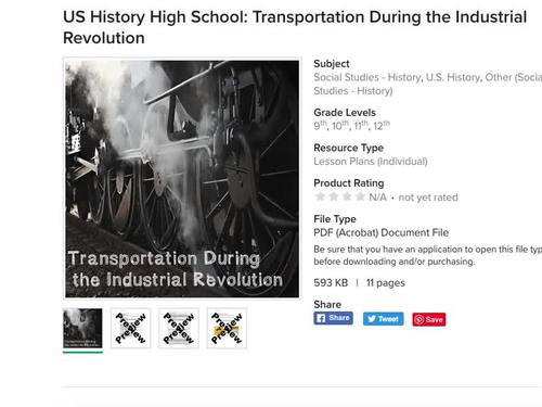US History High School: Transportation During the Industrial Revolution