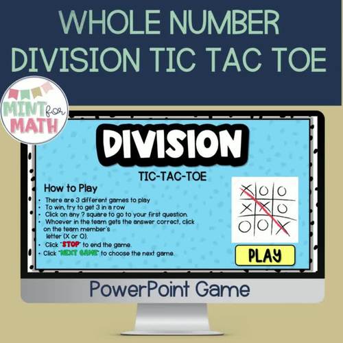 Whole Number Division Tic-Tac-Toe Game by Mint for Math | TPT