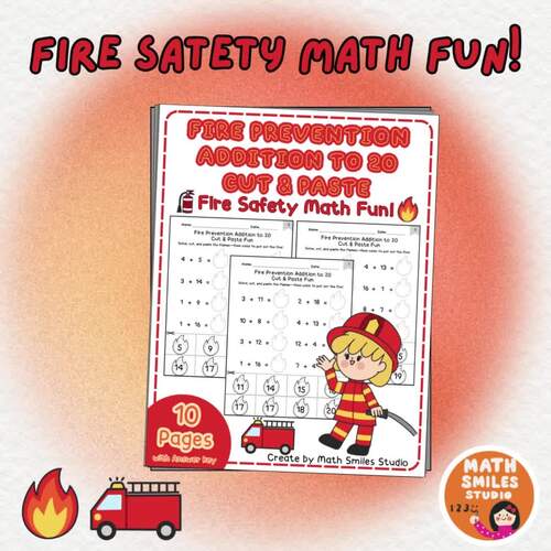Fire Prevention Addition to 20 Cut & Paste | Fire Safety Math Fun 1st ...
