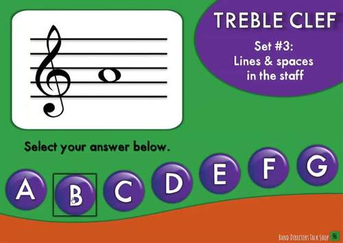 Treble Clef Note Names: Lines & Spaces - Digital, Interactive Music ...