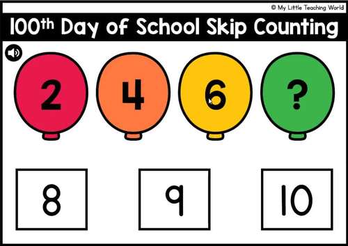 100th Day of School Skip Counting Boom Cards | Distance Learning