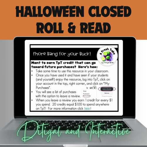 Halloween Multisyllabic Closed Words Sentences Roll & Read Digital ...