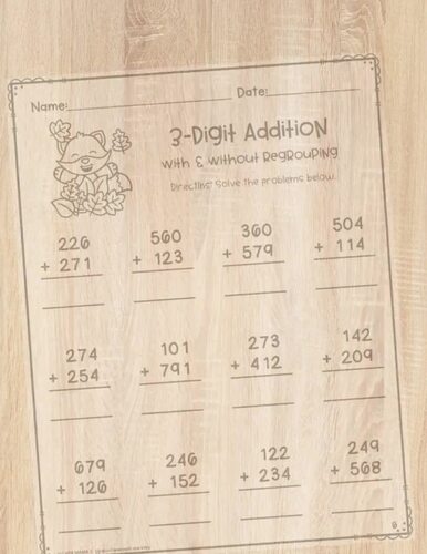 Fall 3 Digit Addition Worksheets With & Without Regrouping | Autumn ...
