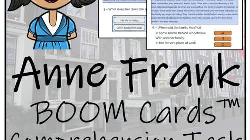 Anne Frank BOOM Cards™ Comprehension Activity 3rd Grade & 4th Grade