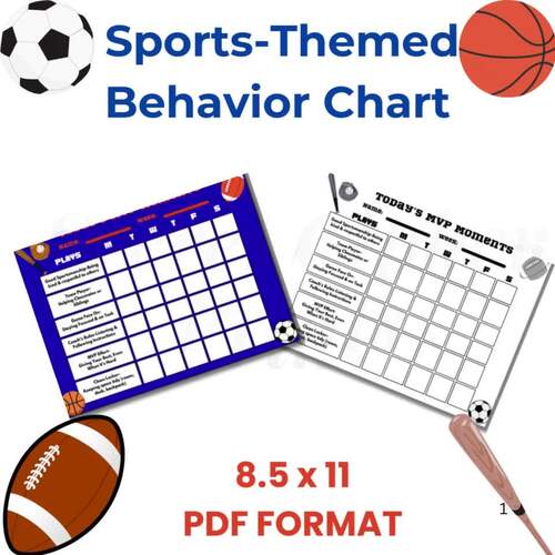 Sports Behavior Chart Theme for Kids-Printable | Classroom and Home ...