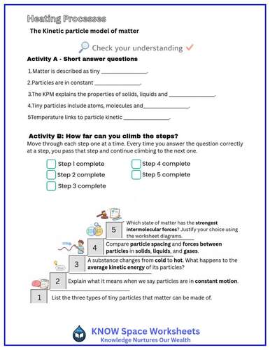Heating Processes Worksheet: Kinetic Particle Model (Solids, Liquids ...