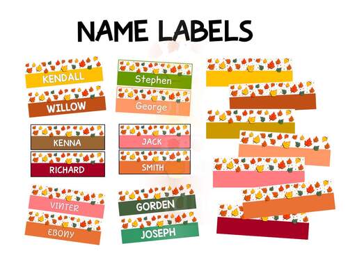 Printable Fall Name Labels, Autumn Classroom Labels, Fall Name Posters ...