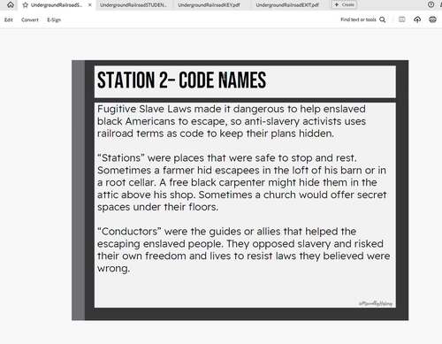 Underground Railroad Stations Fugitive Slave Act Gallery Walk DBQ NO PREP!