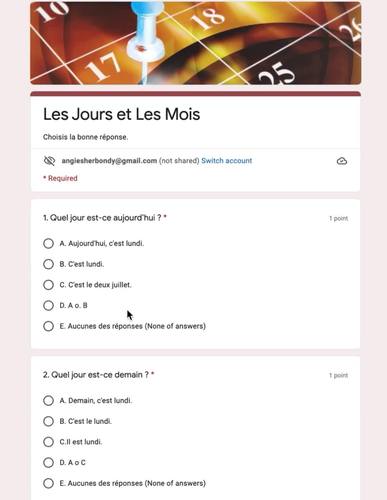 French Days and Months Les Jours et mois digital & Printable Tests ...
