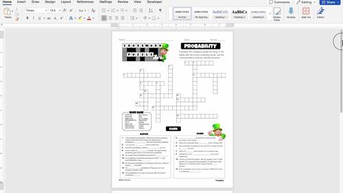 7th Grade Math Fun Worksheet St. Patrick's Day Activity: Crossword ...