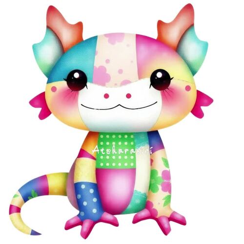 Colorful Cute Axolotl Clipart: 13 PNG Files with Transparent Background