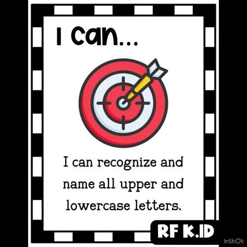 Kindergarten Common Core ELA Essential Standards Learning Targets Posters