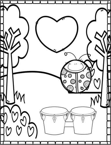 Music Coloring Pages, Valentines, Love, Friendship, Kindness, Kindergarten
