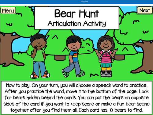 Bear Hunt Articulation Game Boom Cards™ Spring Speech Therapy Activity