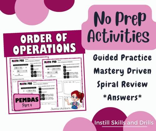 Order of Operations PEMDAS (with Parentheses) Practice Worksheets ...