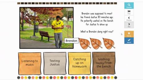 BOOM CARDS™ TEENS social inferences FALL TIME social skills set 1 SEL