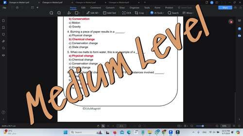 Describing and Classifying Matter:Science Worksheets for All Levels ...