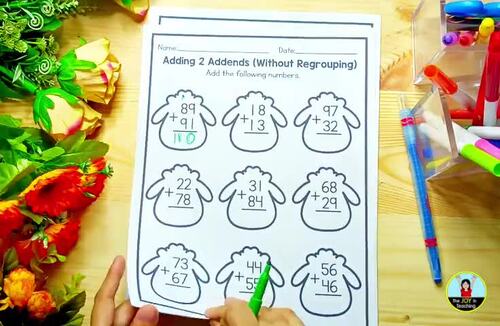 Spring Addition and Subtraction Worksheet by The Joy in Teaching