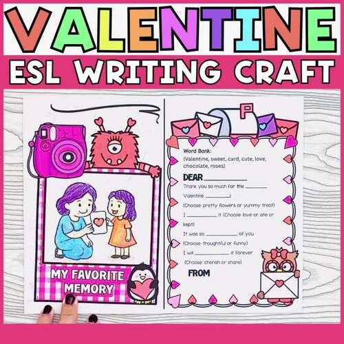 ESL Valentine's Day Craft - Differentiated Thank You Cards Writing ...