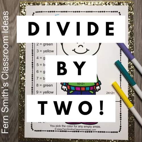 Divide By 2 Color By Number Worksheets for Third Grade | TPT