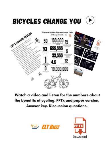 Bicycles Change You. Ted Talk. Video. Listening. Health. Environment. ELA