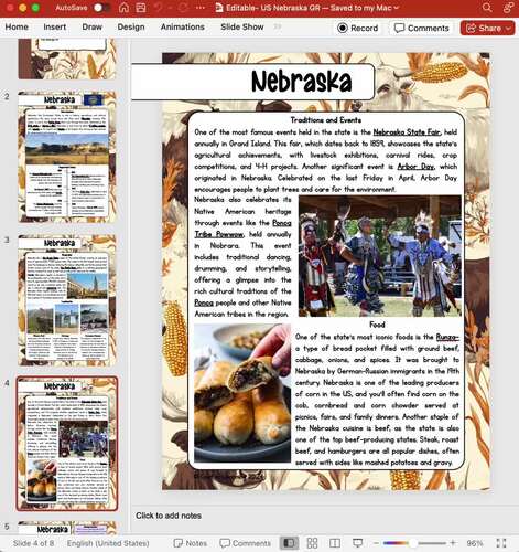 Nebraska || US States || Information Text Close Reading Comprehension