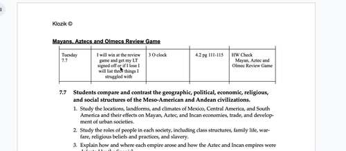 Mayans, Aztecs & Olmecs Review Game | Team-Based History Activity ...