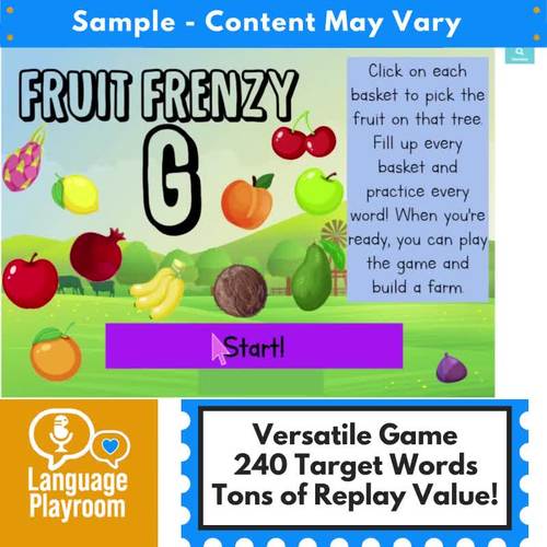 SH Fruit Articulation 2 Player Game for Speech Therapy with Farm Drag ...