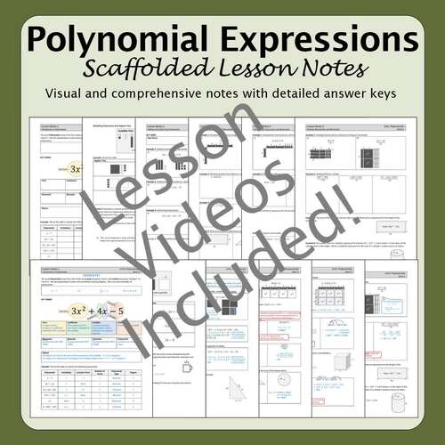 BC Math 9 Polynomial Expressions Resources: Notes Practice Quizzes ...