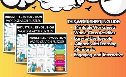 Industrial Revolution Word Search Activities Morning Work 4th,5th,6th ...