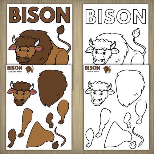 Bison Craft Activity – Printable American Plains Animal Cut & Paste Fun ...