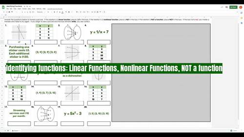 Identifying Functions: Linear/Nonlinear Self Checking Mystery Picture