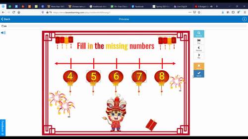 Chinese New Year Math Skip Counting on a Number Line Up to 120 Boom Cards