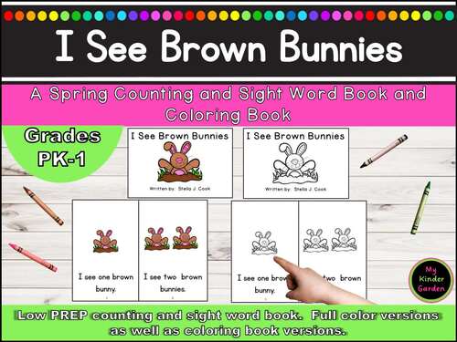 Sight Word & Counting Decodable Spring Book & Coloring Book I See Brown ...