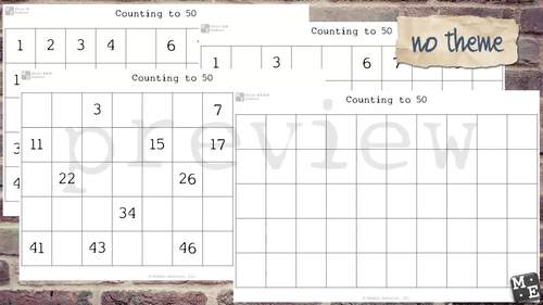 COUNTING TO 50 Cut and Paste Number Chart Worksheets by McMahon Education