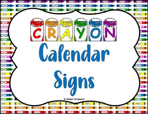 Crayon Calendar Cards by Cindy's Treasures | TPT