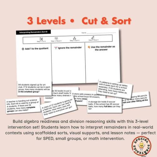 Interpreting Remainders | Division Word Problems | Practice + 3 Leveled ...