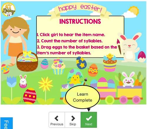 Easter Counting Syllables (with audio) | Phonological Segmentation