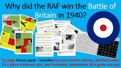 Battle of Britain - 12-page lesson pack (starter, notes, evidence sort ...