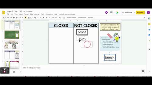 Phonics Foundations Level 3 Unit 1 Digital Word Work - Closed Syllables