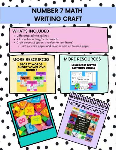 Number 7 Math Writing Craftivity - Writing Prompts & Craft -Seven Add ...