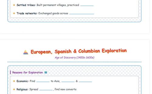 U.S. History Notes & Answer Key | Native Americans to Reconstruction