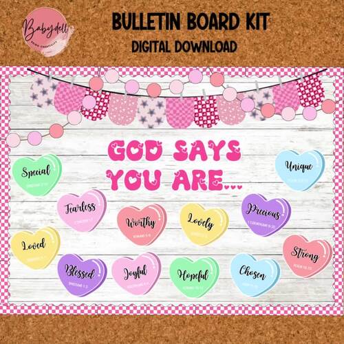 Valentine’s Bulletin Board & Door Decor Kit Christian Classroom Theme
