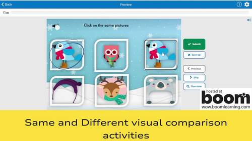 Same and Different Winter Theme Digital Boom Cards Pre-K & Kindergarten