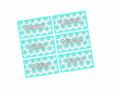 Printable Snowflakes Name Labels, Winter Classroom Labels, Cubby Labels