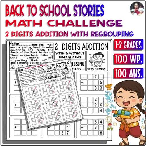 Back to school Story 2 Digits number Addition with Regrouping Fun Math ...