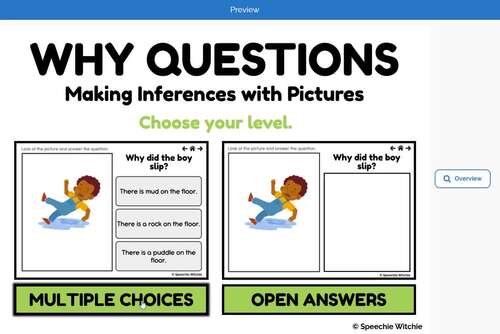 Why Questions and Making Inferences for Speech Therapy Boom Cards
