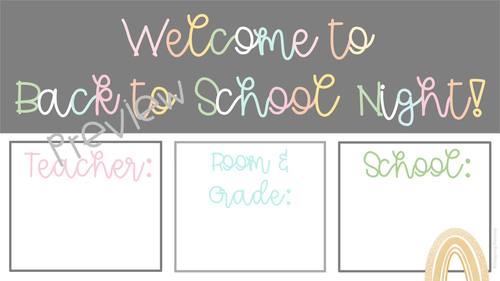 Boho Rainbow Back to School Night Power Point Presentation | EDITABLE